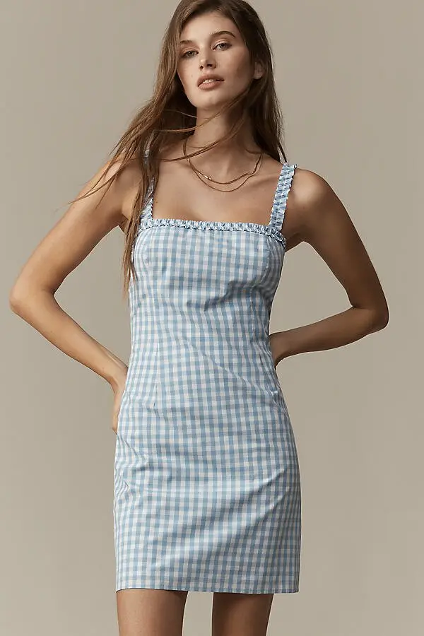 MARE MARE Gingham Square-neck Mini Dress