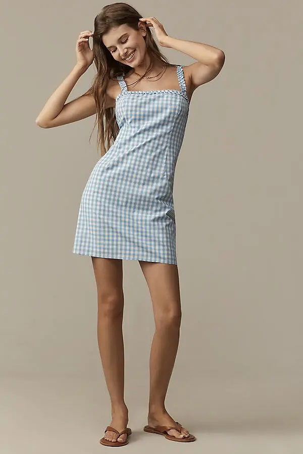 MARE MARE Gingham Square-neck Mini Dress