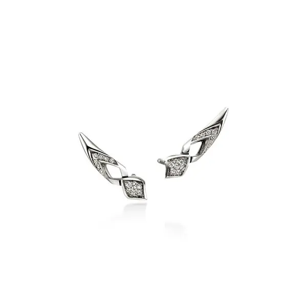 John Hardy Naga Diamond Stud Earrings - Sterling Silver