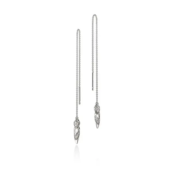 John Hardy Naga Drop Earrings Diamonds - Sterling Silver