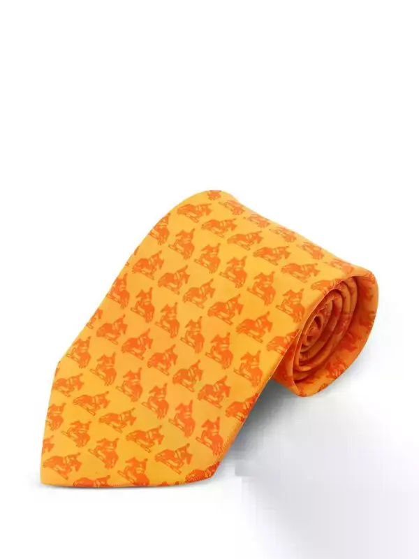 Hermès 2010s Silk Standard Neck Tie - Orange