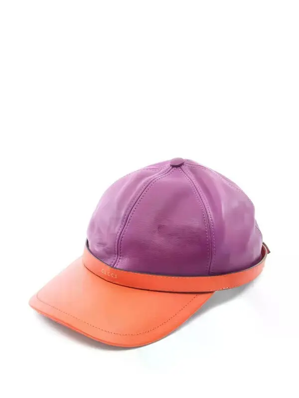 Gucci Two-tone Leather Cap - Purple