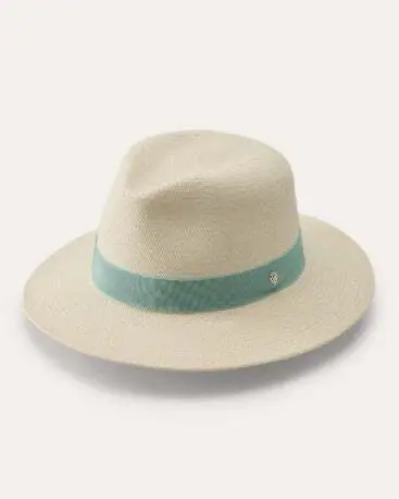 Helen Kaminski Vitoria Woven Straw Panama Hat - Chalk/seaglass