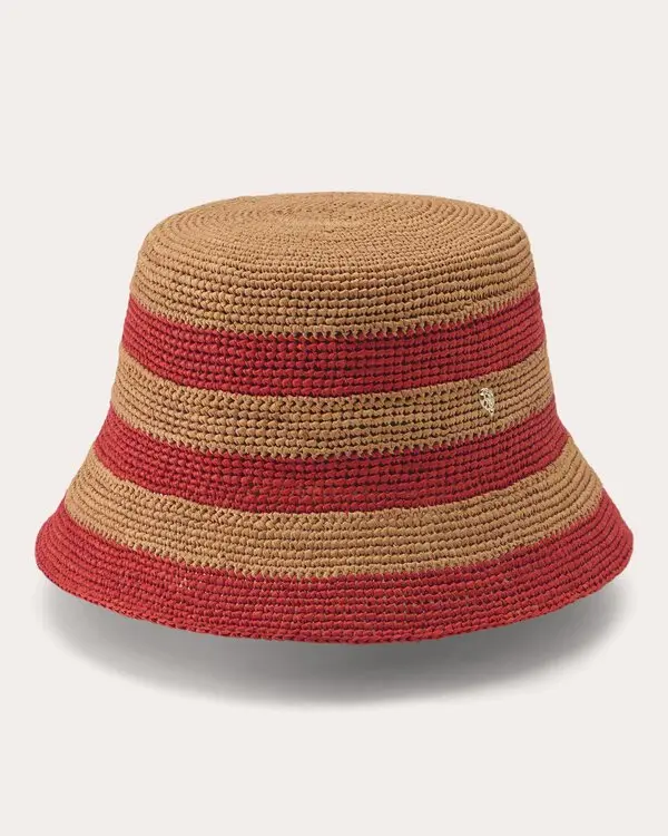 Helen Kaminski Aleki Stripe Raffia Bucket Hat - Nougat/tropical
