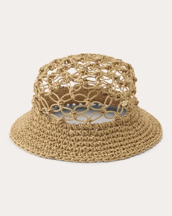 Helen Kaminski Wilder Macramé Raffia Bucket Hat - Neutral