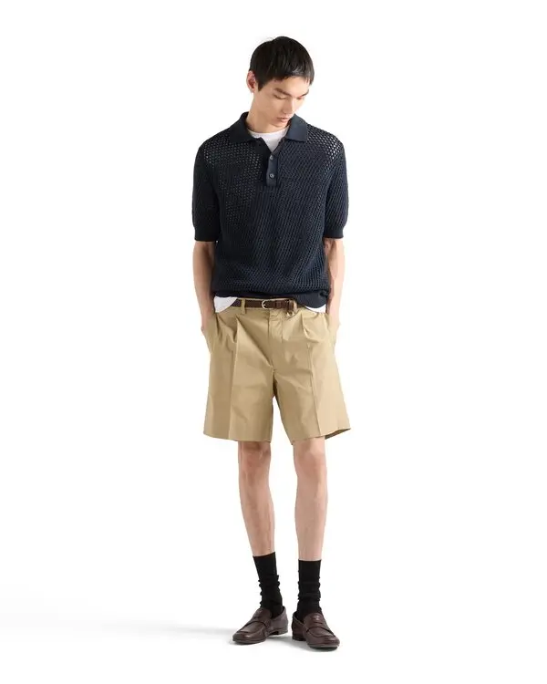 Prada Linen And Cotton Polo Shirt
