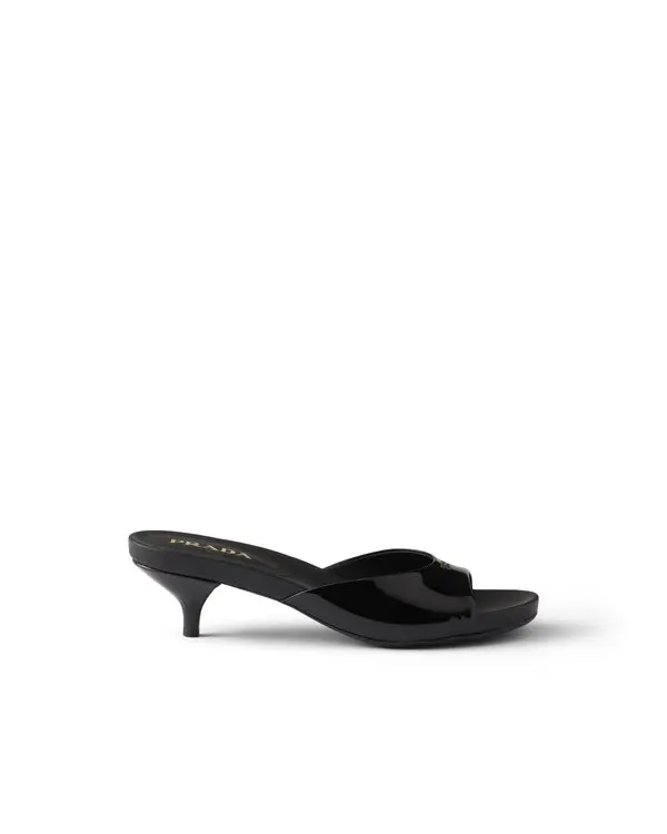 Prada Patent Leather Kitten Heel Sandals