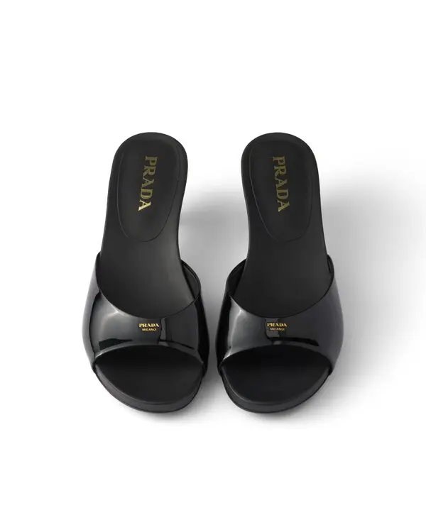 Prada Patent Leather Kitten Heel Sandals