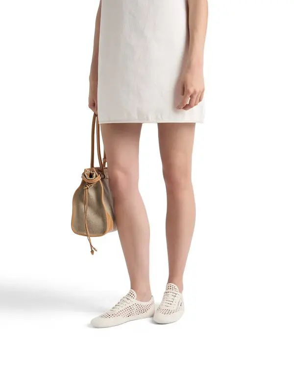 Prada Crochet Lace-up Sneakers - Ivory