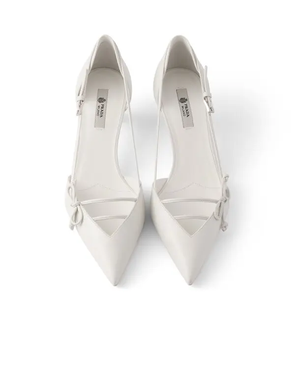 Prada Open-side Leather Pumps - White