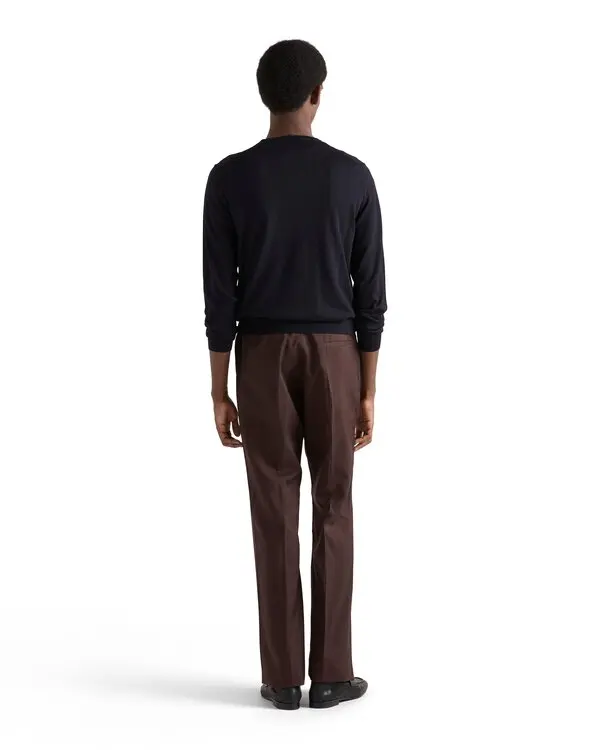 Prada Superfine Wool Crew-neck Sweater - Navy