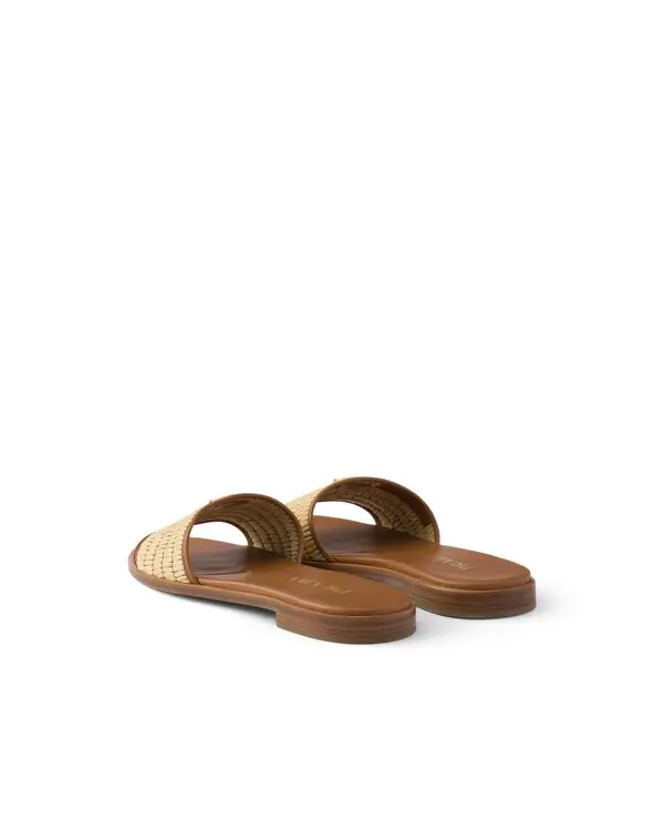 Prada Leather And Crochet Slides