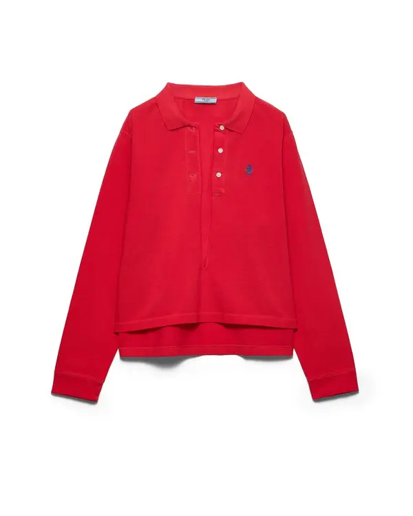 Prada Long-sleeved Cotton Piqué Polo Shirt