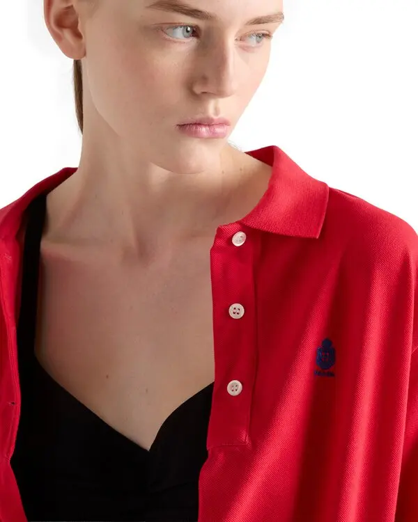 Prada Long-sleeved Cotton Piqué Polo Shirt