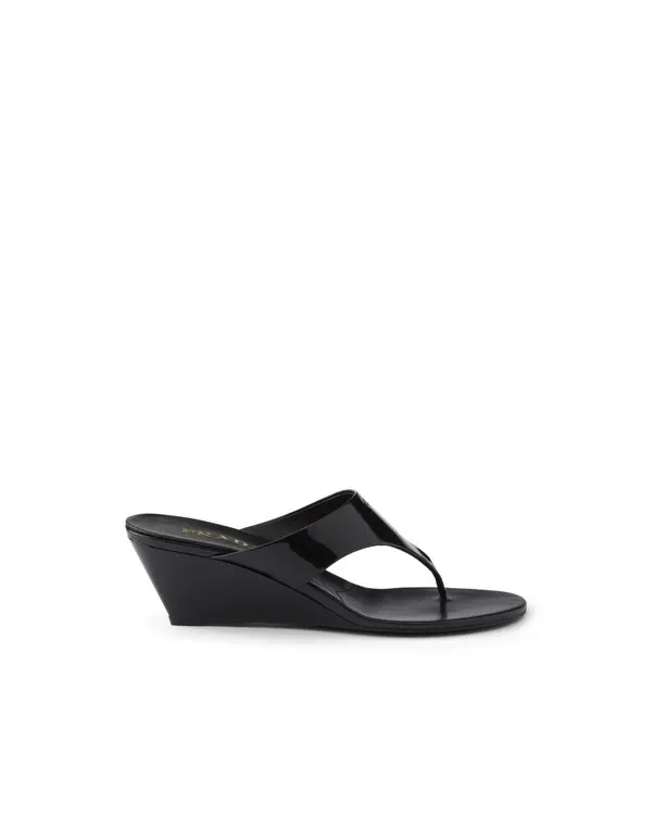Prada Patent Leather Thong Wedge Sandals