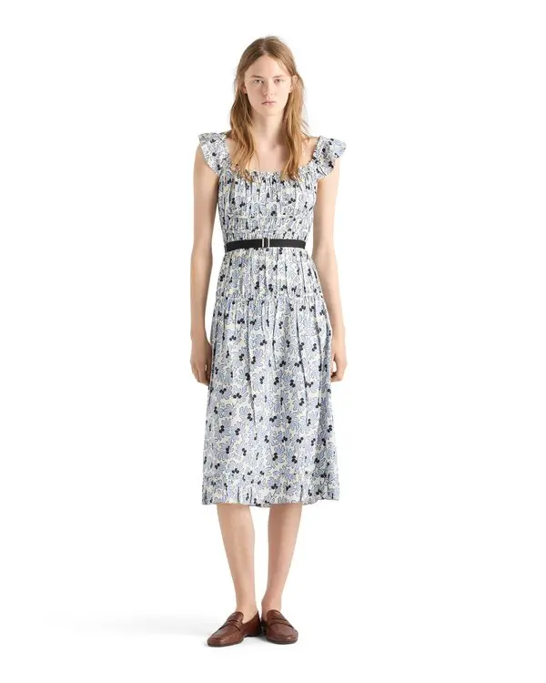 Prada Floral Print Pongé Dress