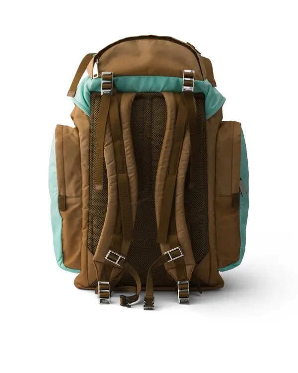 Prada Re-nylon And Saffiano Leather Backpack - Brandy/jade