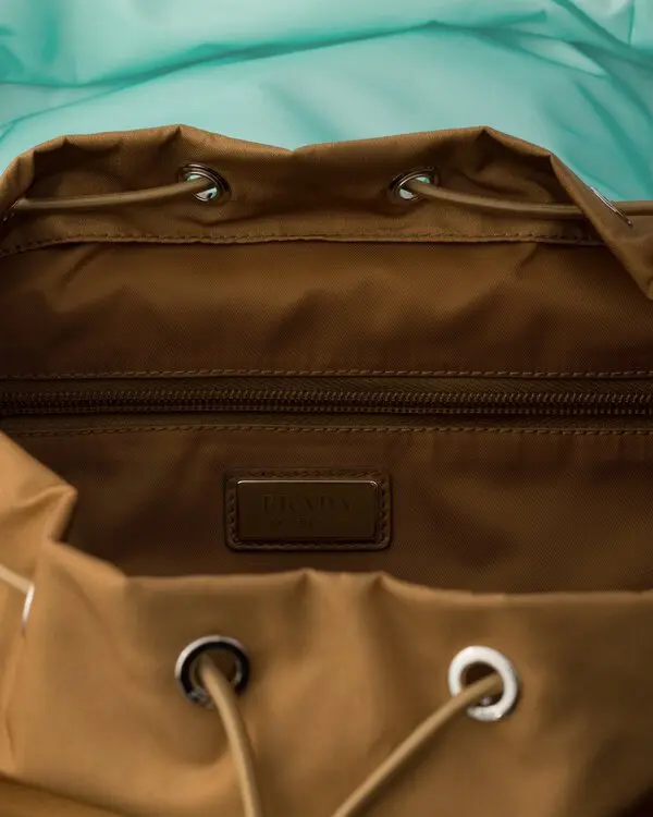 Prada Re-nylon And Saffiano Leather Backpack - Brandy/jade
