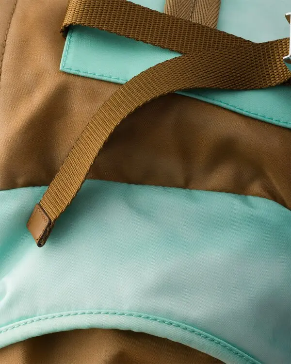 Prada Re-nylon And Saffiano Leather Backpack - Brandy/jade