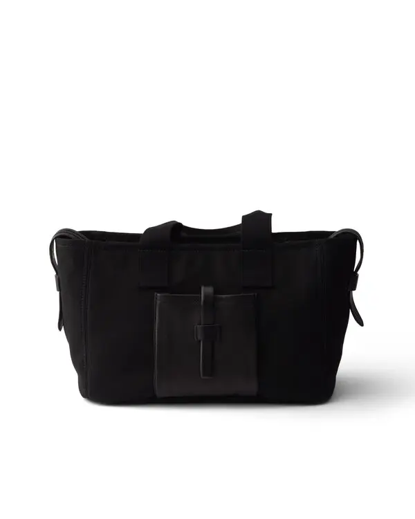 Prada Large Canvas And Leather Tote Bag