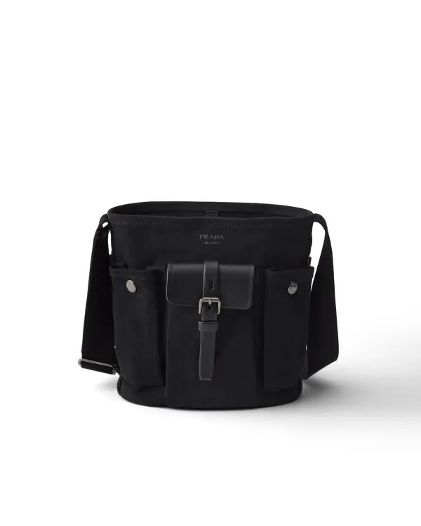 Prada Canvas And Leather Bucket Bag