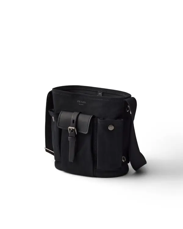 Prada Canvas And Leather Bucket Bag