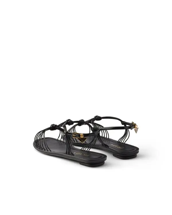 Prada Strappy Patent Leather Sandals - Black
