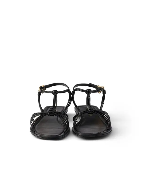 Prada Strappy Patent Leather Sandals - Black