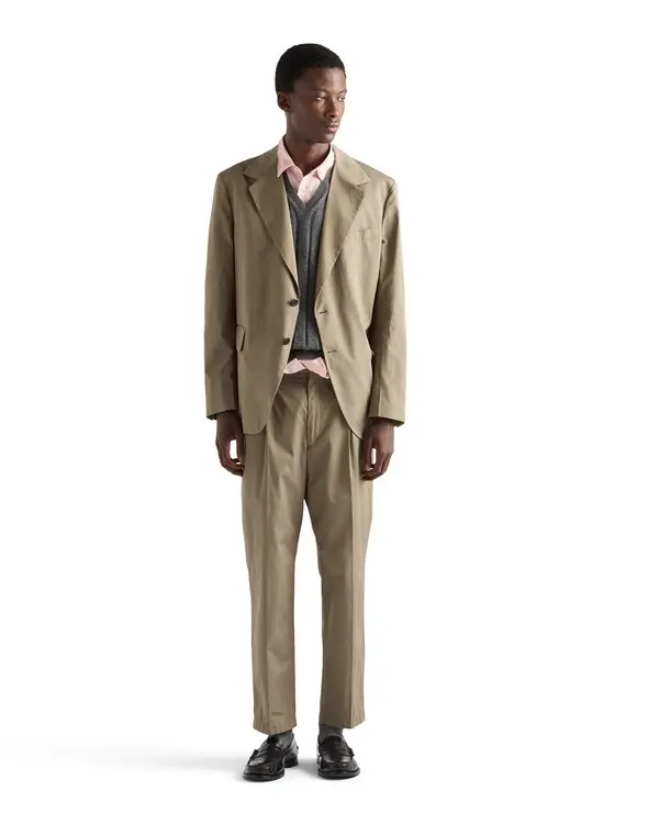 Prada Cotton Pants With Logo Key Ring