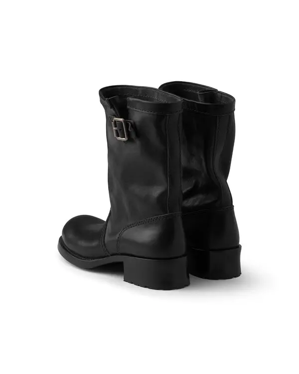 Prada Leather Mid-calf Boots - Black