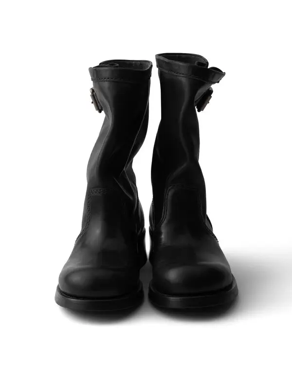 Prada Leather Mid-calf Boots - Black