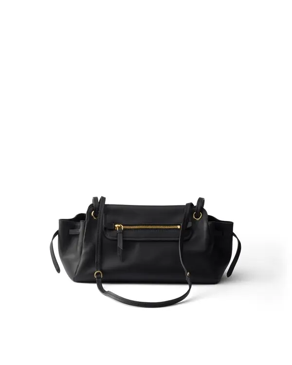 Prada Medium Leather Shoulder Bag - Black