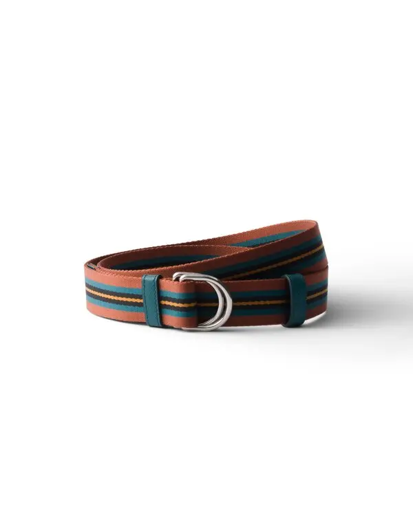 Prada Woven Nylon Belt - Rust/black