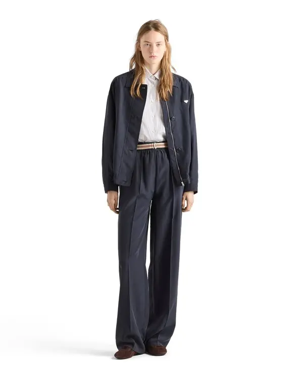 Prada Washed Silk Pants - Navy