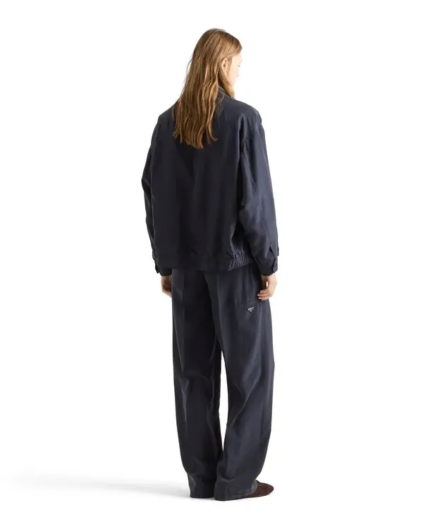 Prada Washed Silk Pants - Navy