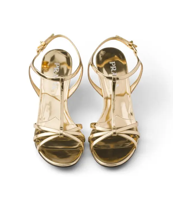 Prada Metallic Wedge Sandals - Platinum