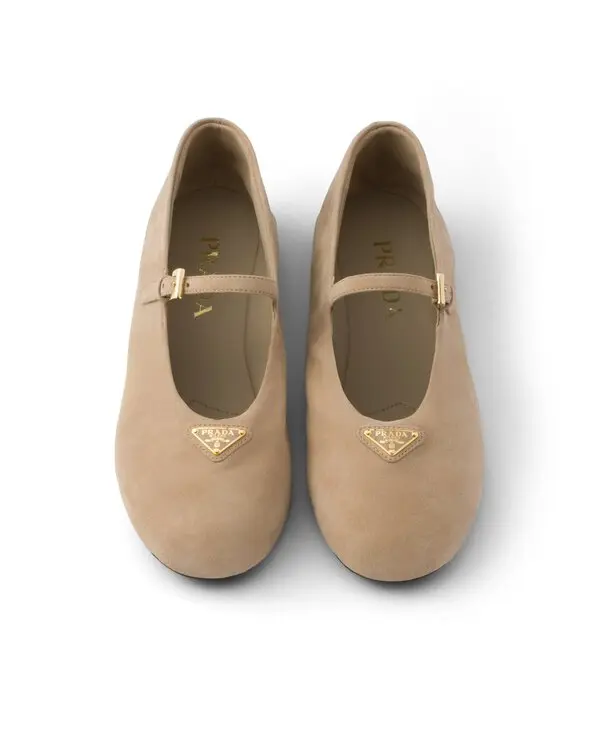 Prada Suede Ballerinas - Sand Beige