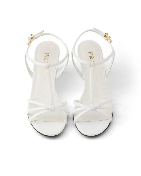 Prada Patent Leather Wedge Sandals - White
