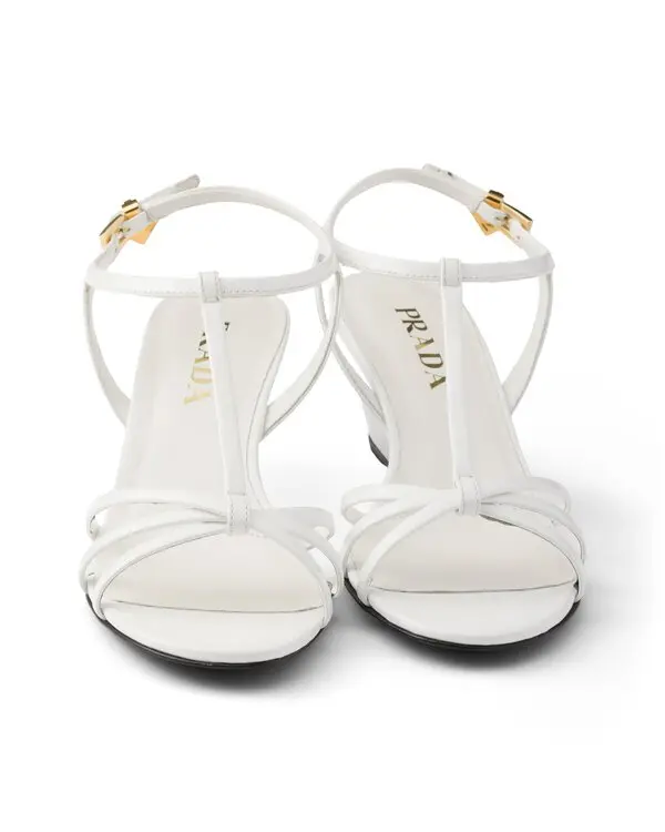 Prada Patent Leather Wedge Sandals - White