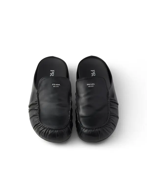 Prada Leather Mules - Black