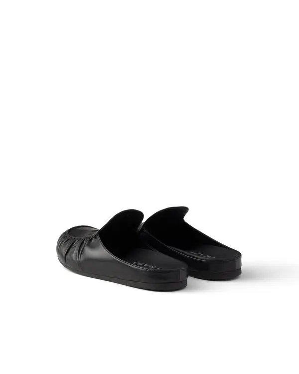 Prada Leather Mules - Black