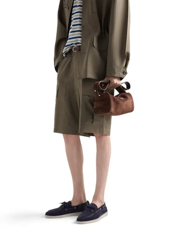 Prada Suede Boat Shoes - Navy