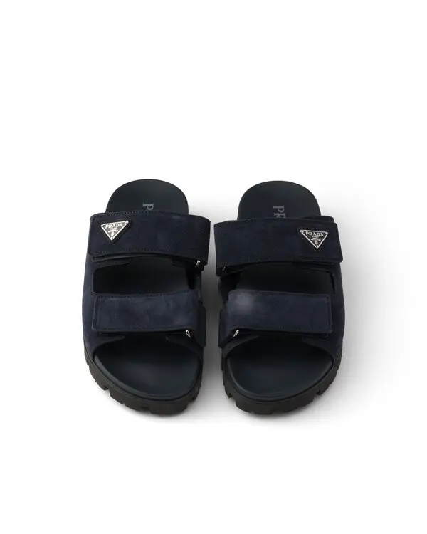 Prada Suede Band Sandals - Navy