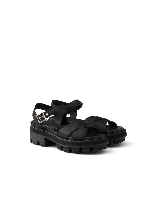 Prada Leather Sandals - Black