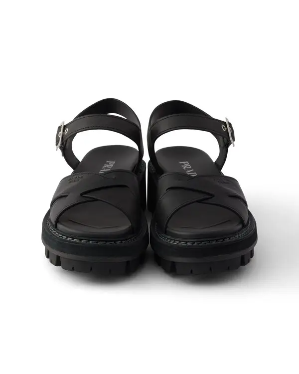 Prada Leather Sandals - Black