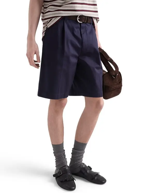 Prada Cotton Bermuda Shorts - Navy