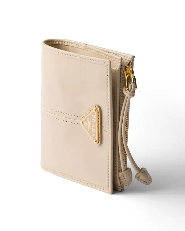 Prada Small Leather Wallet - Travertine Stone