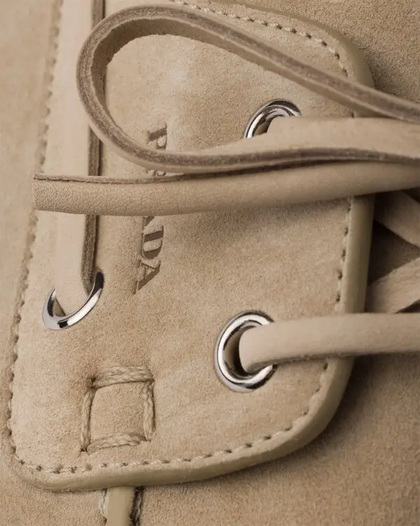 Prada Suede Boat Shoes - Desert