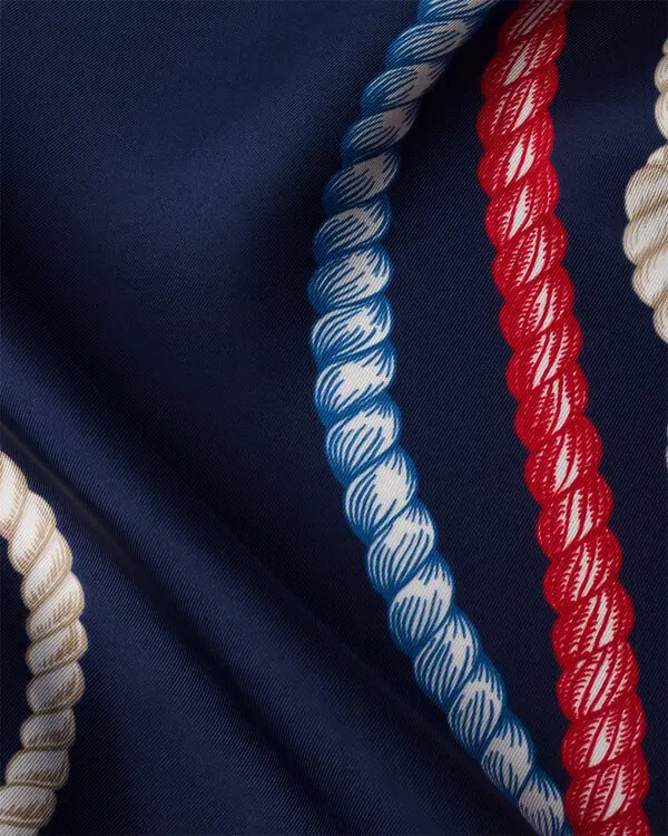 Prada Printed Silk Twill Scarf 90 - Navy