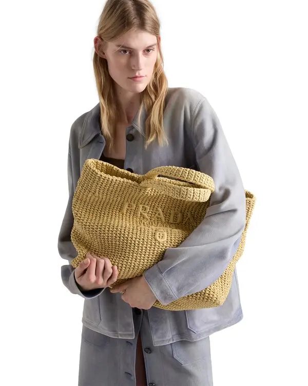 Prada Crochet Tote Bag - Tan